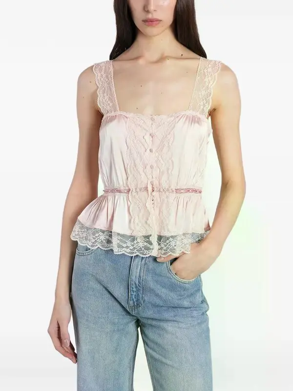 Alice + Olivia Annabeth Lace-trimmed Ruffled Top - Pink