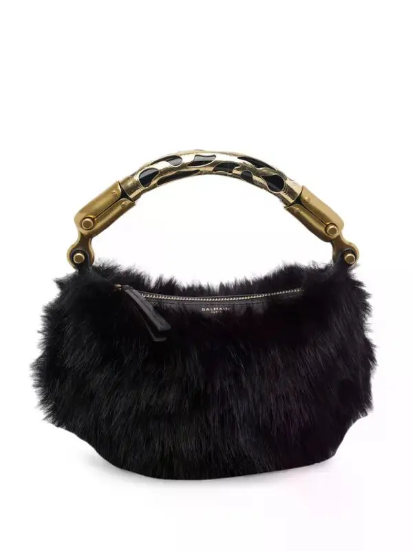 Balmain Mini Faux-fur Tote Bag - Black