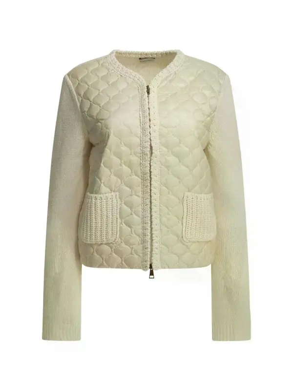 Moncler Quilted Down Panel Knitted Sweater - Neutrals