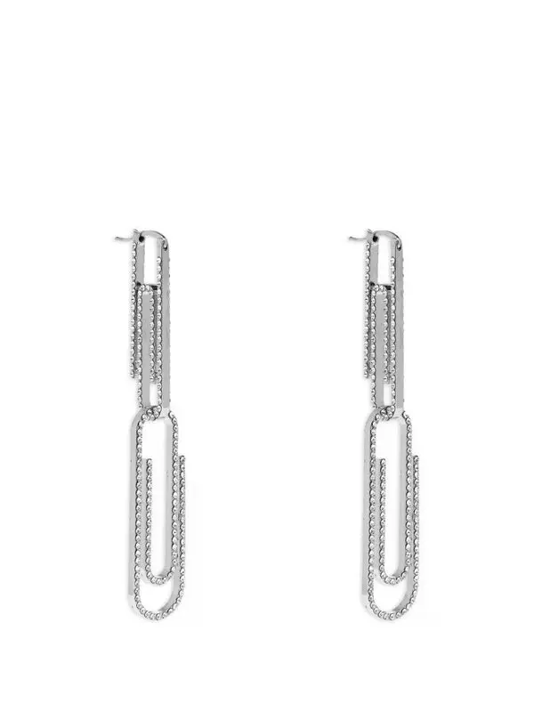 Off-White Crystal-embellished Paperclip Drop Earrings