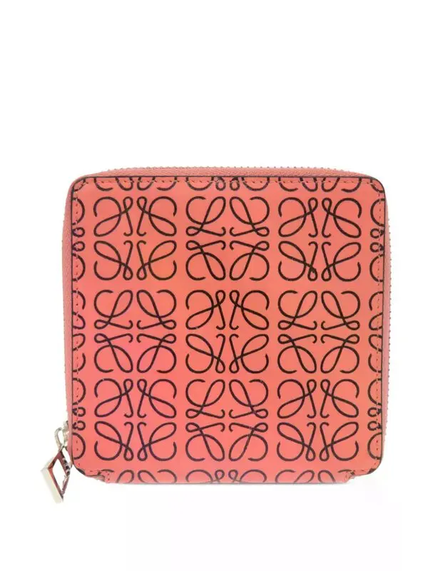 Loewe 2000-2026 Leather Anagram Square Zip Wallet Small Wallets - Pink