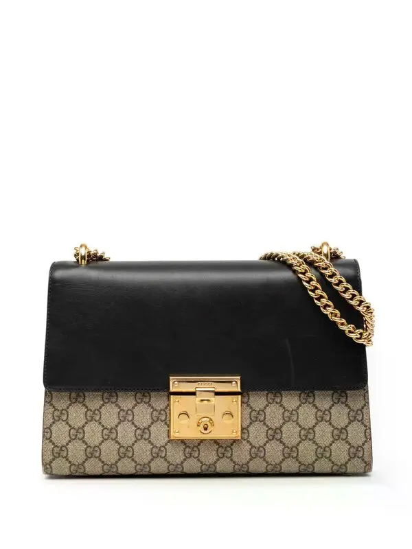 Gucci Medium Gg Supreme Padlock Shoulder Bag - Neutrals