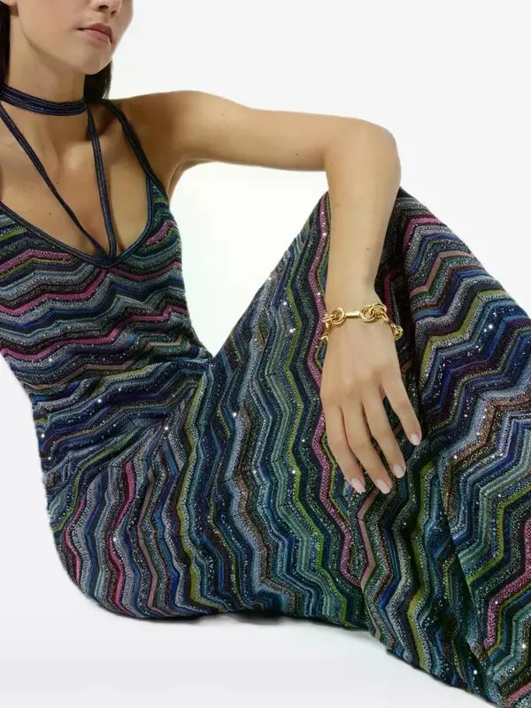 Missoni Zigzag Knit Sequin Embellished Dress
