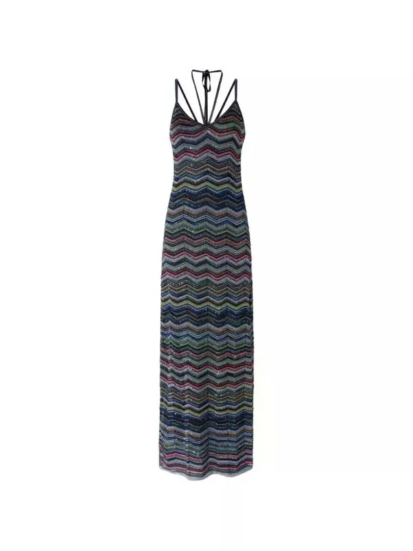 Missoni Zigzag Knit Sequin Embellished Dress - Black