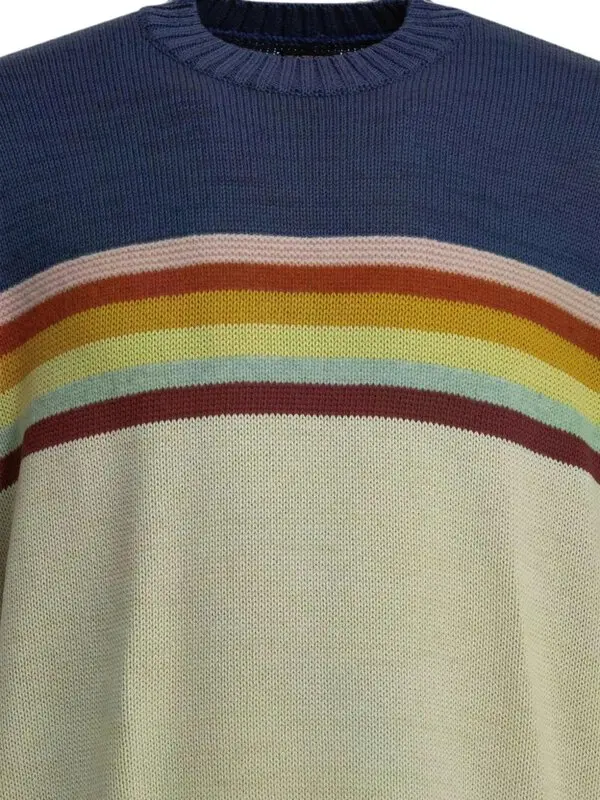 Kapital Striped Cotton Sweater With Peace Sign Intarsia