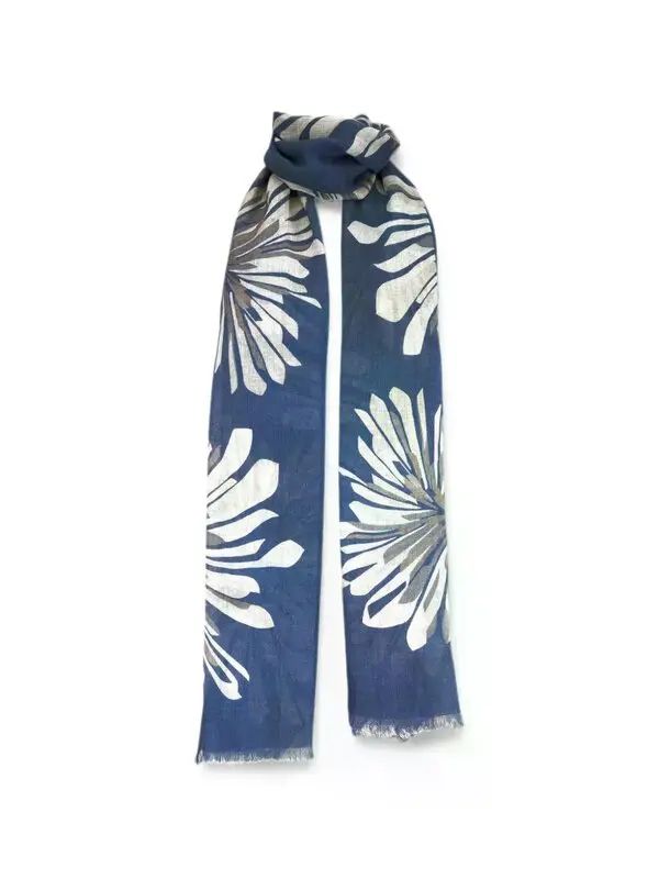 Brunello Cucinelli Floral-print Frayed Scarf