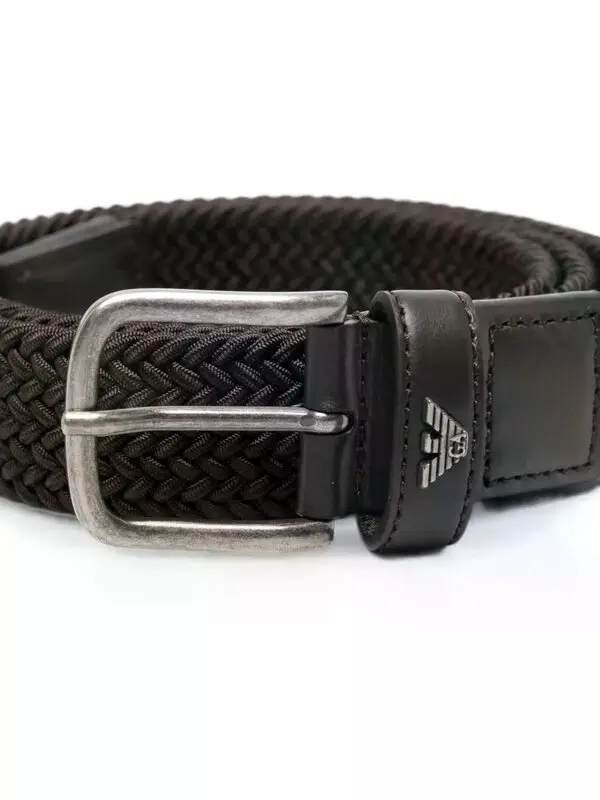 Emporio Armani Woven Leather Trim Belt