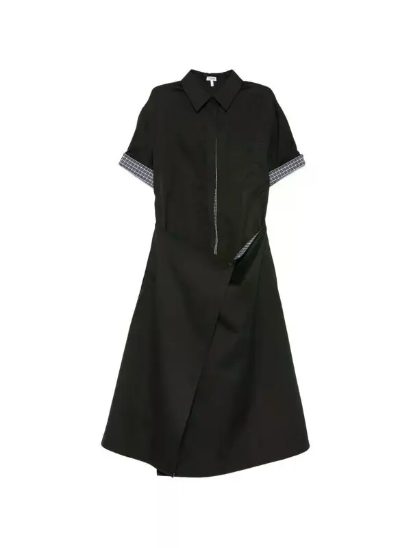 Loewe Panelled Check Shirt Dress - Black