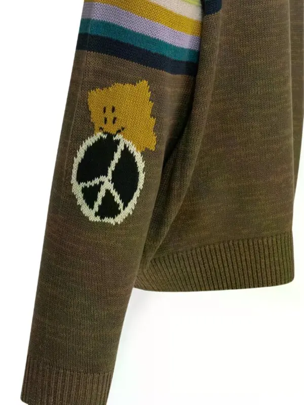 Kapital Rainbow Stripe Peace Sign Sweater