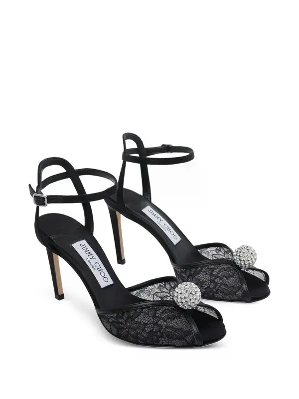 JIMMY CHOO Sacora Embellished Lace Sandals