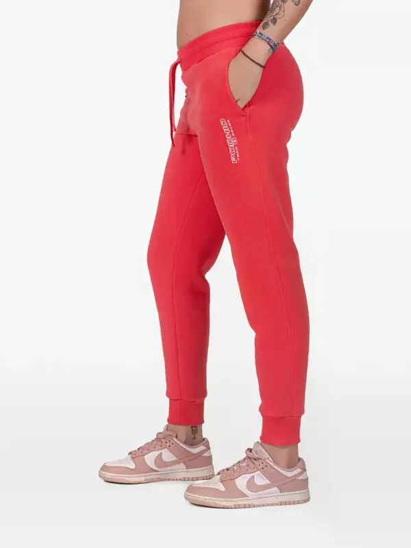 PODHIO Logo Print Drawstring Track Pants - Red
