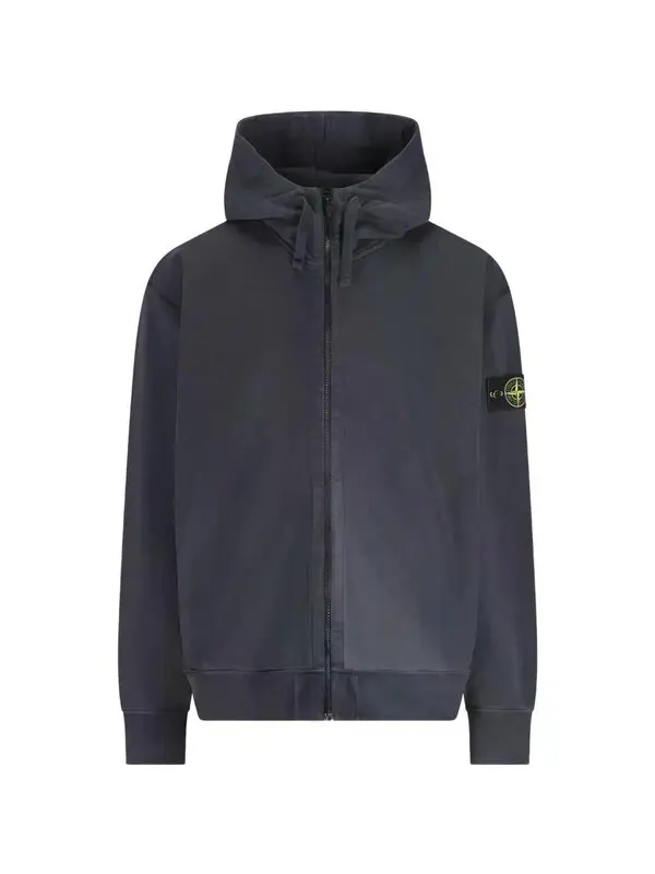 Stone Island Logo Patch Hoodie - Grey