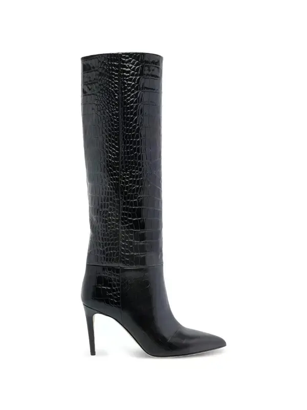 Paris Texas Croc-effect Patent Leather Boots - Black