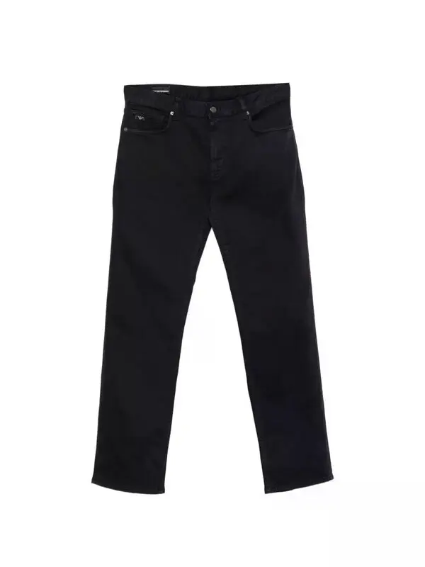 Emporio Armani Straight Leg Jeans With Logo Patch - Blue