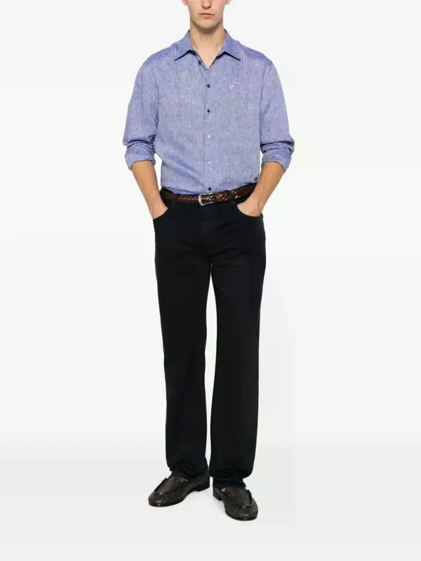 Emporio Armani Straight Leg Jeans With Logo Patch