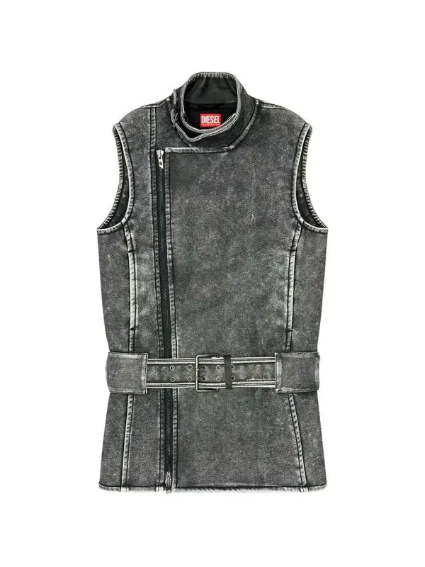 DIESEL® Biker-style Belted Mini Dress - Grey