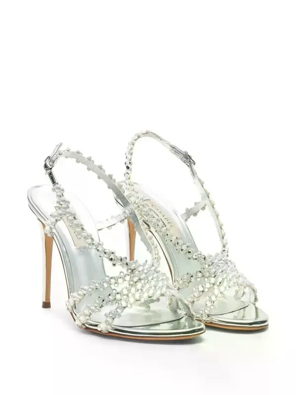 Casadei Julia C-love Crystal-embellished Slingback Sandals - Silver