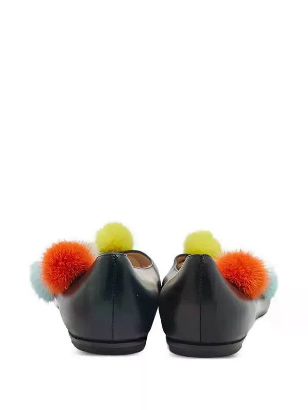 Fendi Ballet Flats With Pom Pom Embellishment