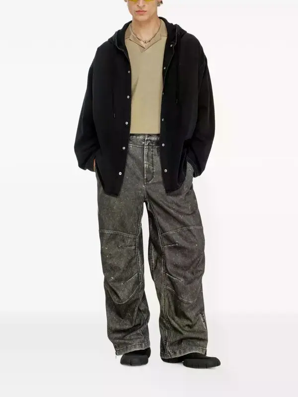 DIESEL® Bonded Material Wide Leg Pants - Grey