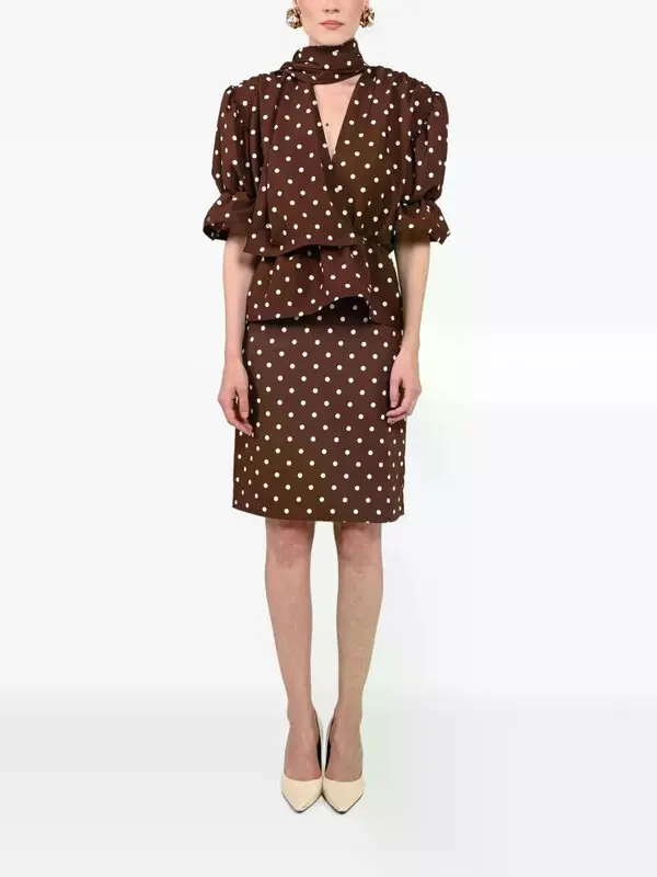 ROWEN ROSE Polka Dot Puffy Sleeve Shirt