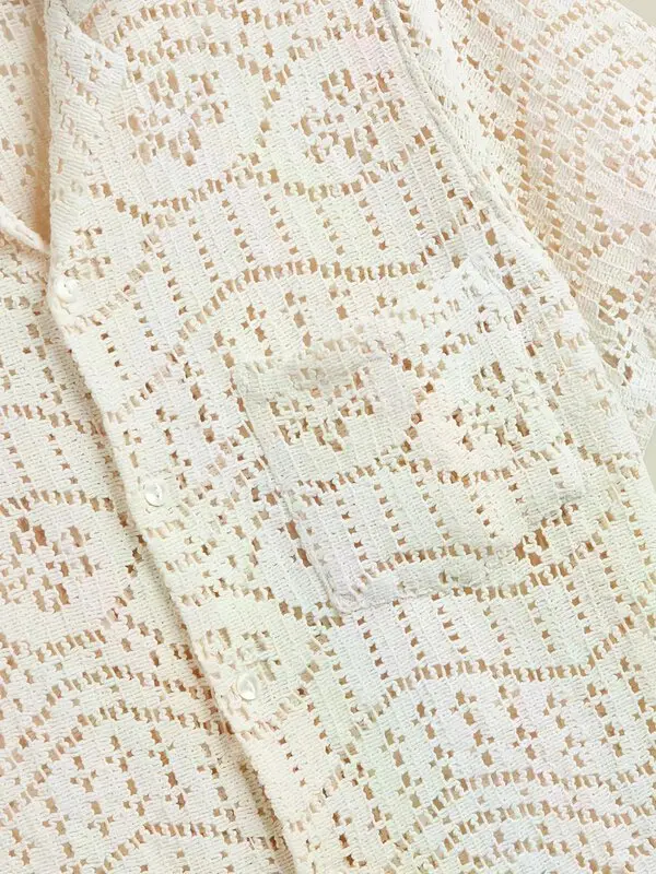 Portuguese Flannel Eye Crochet-knit Short-sleeve Shirt