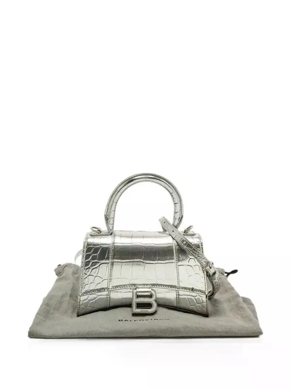 Balenciaga Xs Hourglass Croc-embossed Tote Bag