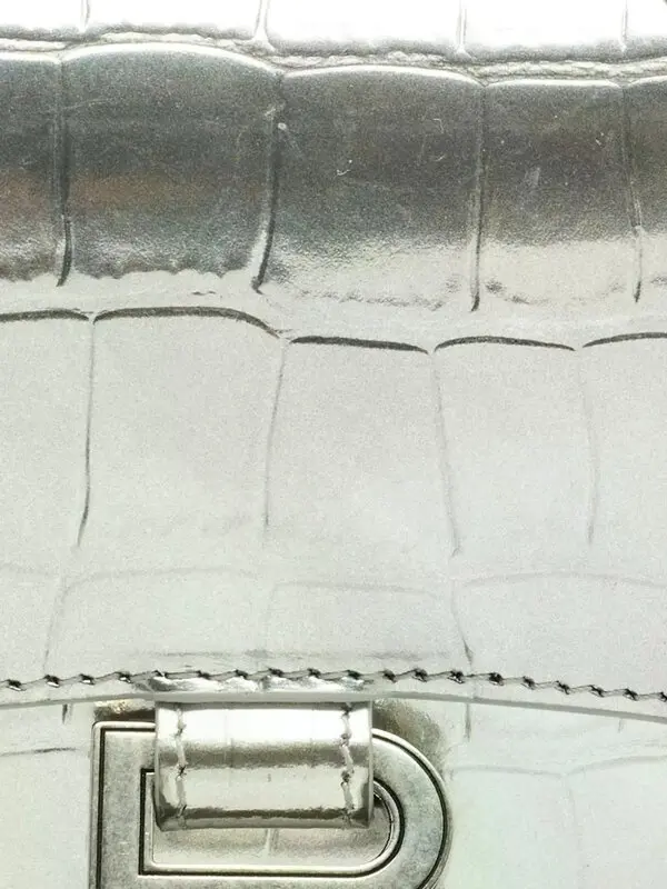 Balenciaga Xs Hourglass Croc-embossed Tote Bag - Silver