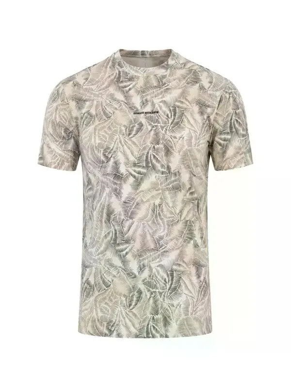 Armani Exchange Leaf-print Logo T-shirt - Neutrals
