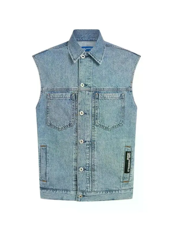 Karl Lagerfeld Acid-wash Sleeveless Denim Jacket