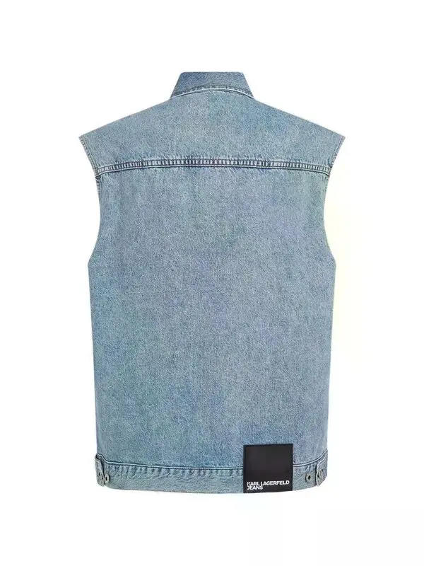 Karl Lagerfeld Acid-wash Sleeveless Denim Jacket