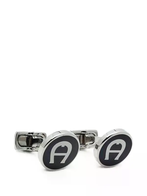 AIGNER Round-shape Enamel Cufflinks - Silver