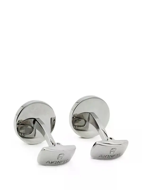 AIGNER Round-shape Enamel Cufflinks