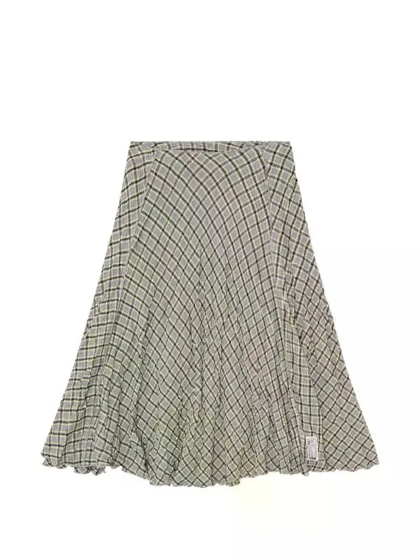 DIESEL® Seersucker-effect Check Midi Skirt - Grey