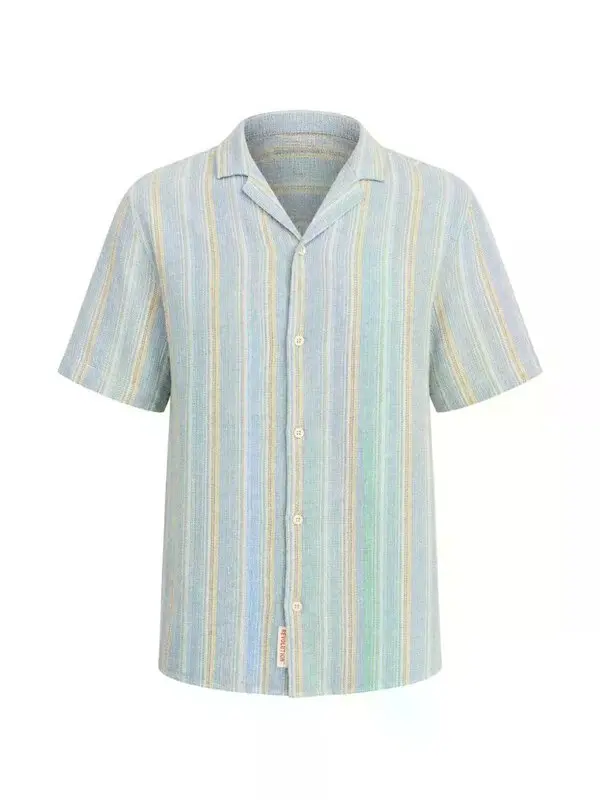 REVOLUTION NOW Cuban Striped Short-sleeved Cotton Shirt