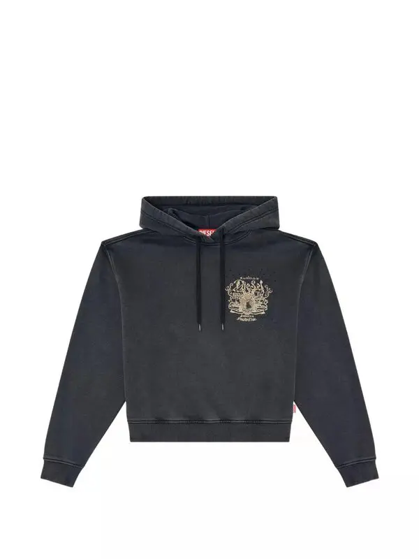 DIESEL® Hoodie With Graphic Print And Rhinestone Embellishments