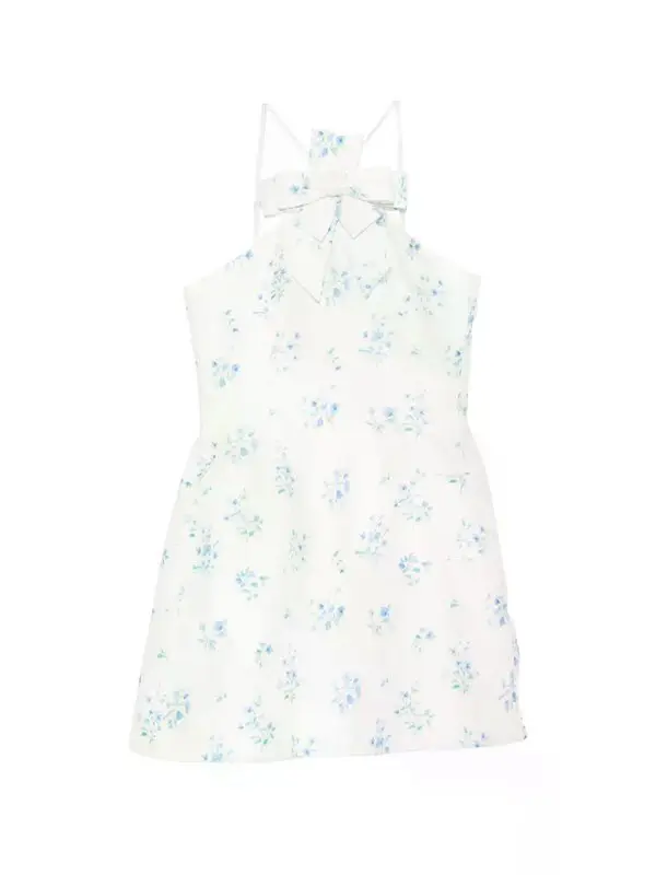 SHUSHU/TONG Floral Print Bow Detail Mini Dress - White