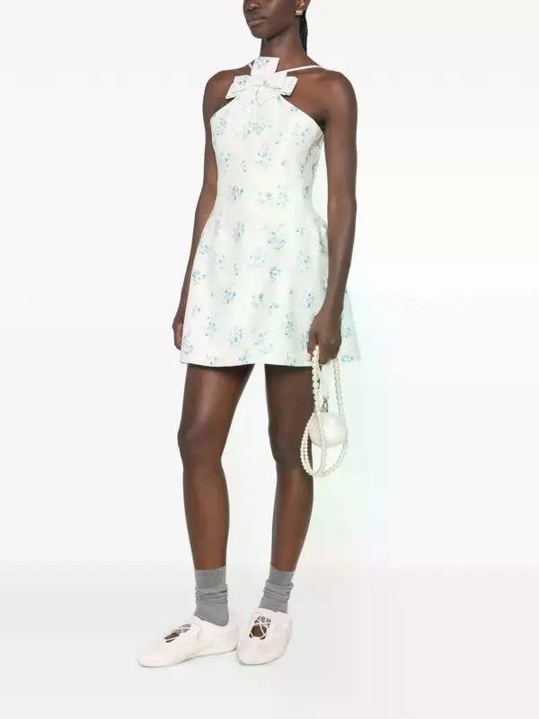 SHUSHU/TONG Floral Print Bow Detail Mini Dress