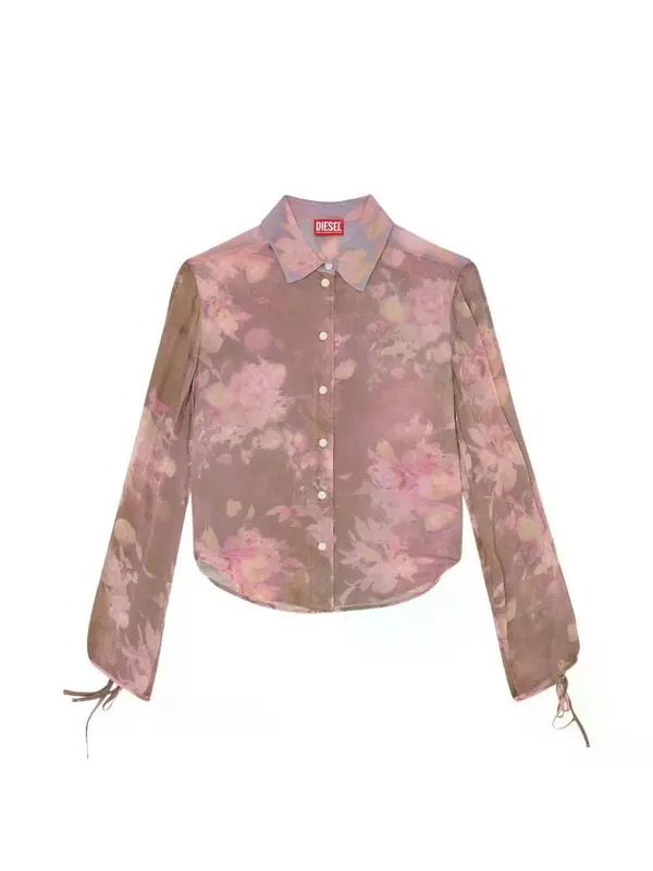 DIESEL® Chiffon Floral Print Shirt - Brown