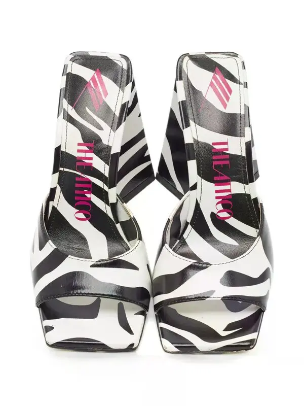 Attico Devon Zebra Print Square Toe Sandals