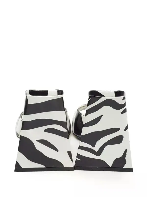 Attico Devon Zebra Print Square Toe Sandals