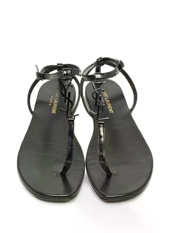 Saint Laurent Cassandra Leather Flat Sandals