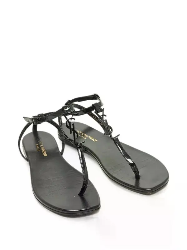 Saint Laurent Cassandra Leather Flat Sandals