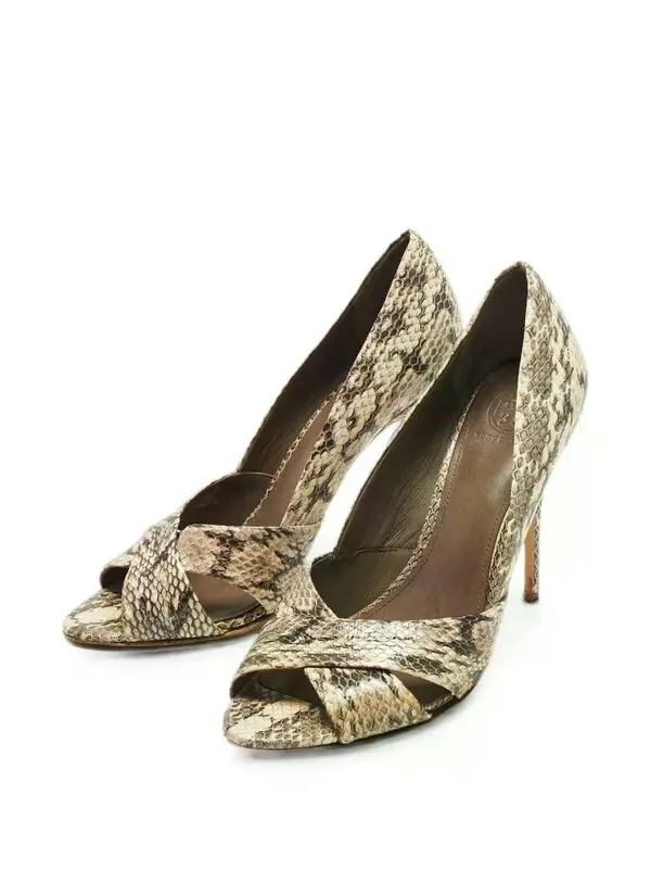 Tory Burch Amira Roccia Snakeskin-effect Open-toe Pumps