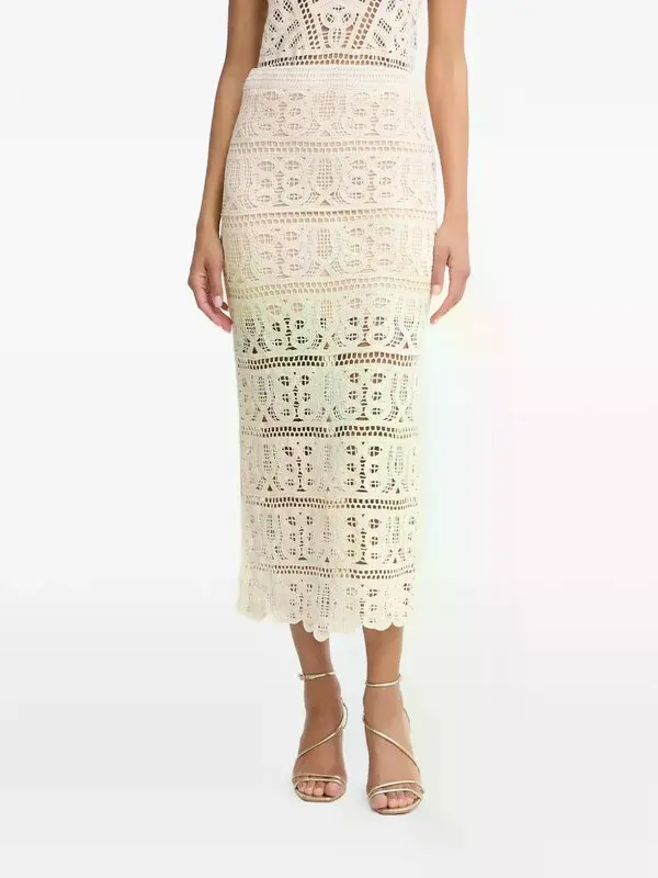 Guess Scalloped-edge Midi Skirt - Neutrals
