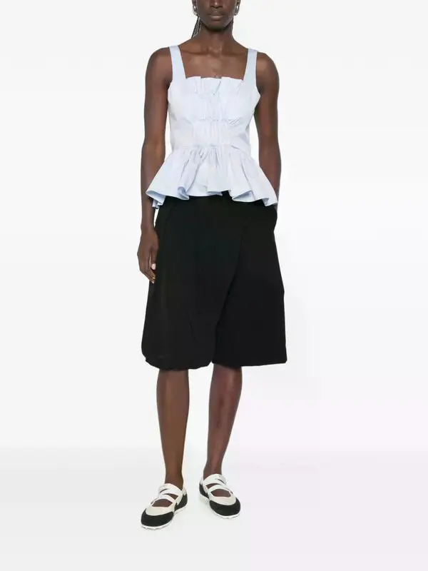 MARQUES' ALMEIDA Gathered Square Neck Sleeveless Top - Blue