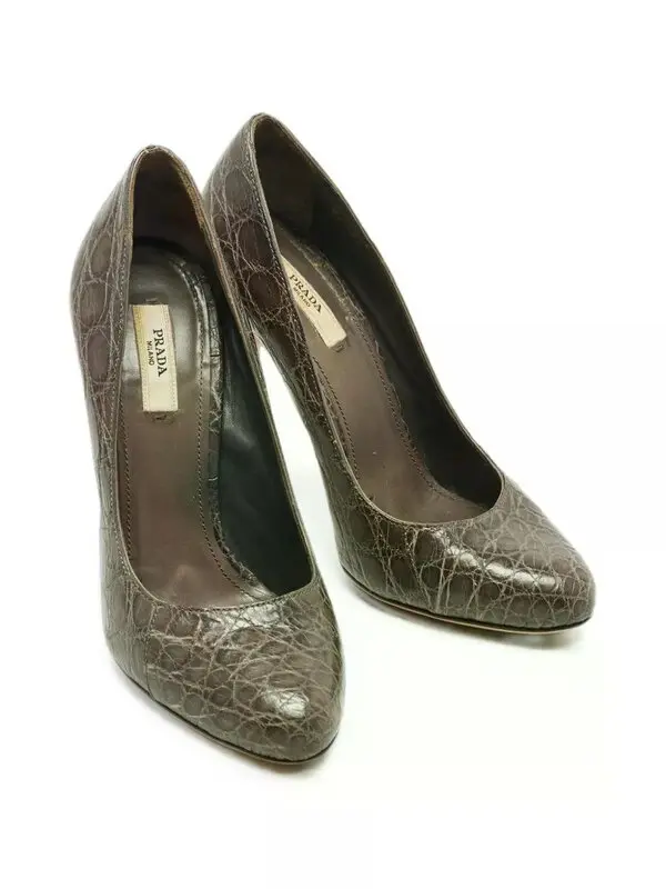 Prada Croc-embossed Stiletto Pumps