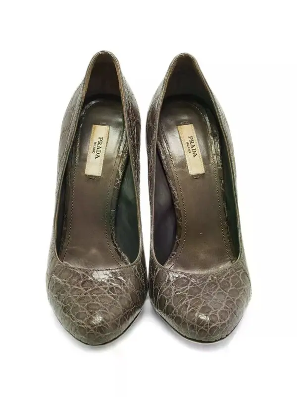Prada Croc-embossed Stiletto Pumps