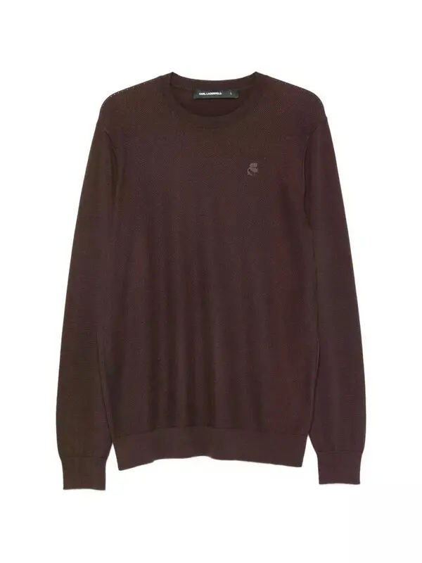 Karl Lagerfeld Logo Embroidered Waffle-knit Sweater - Brown