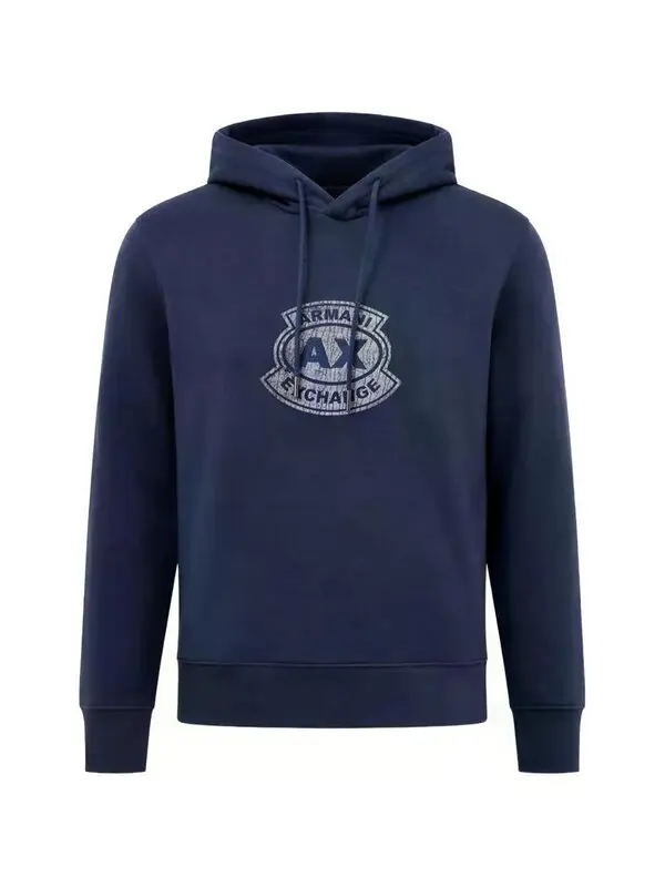 Armani Exchange Stretch Cotton Blend Hooded Sweatshirt - Blue