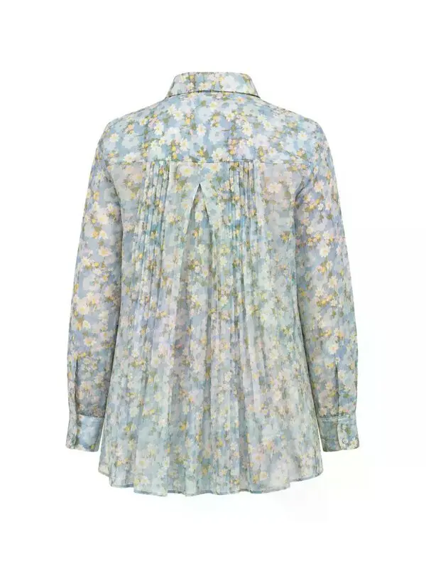 DHAARI Floral Print Pleated Shirt - Blue